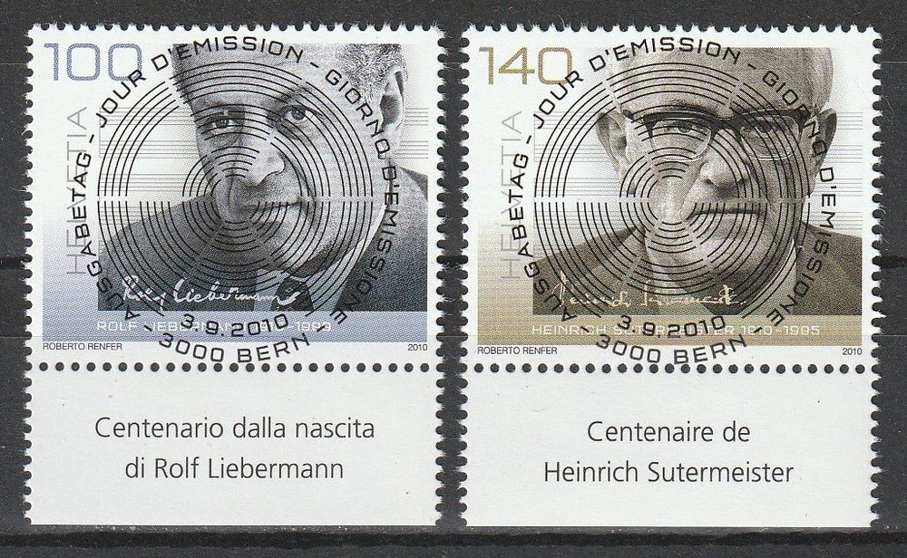 2010 Sondermarken Schweizer Komponisten, ET - Vollstempel (Neu und originalverpackt) in Homburg ...