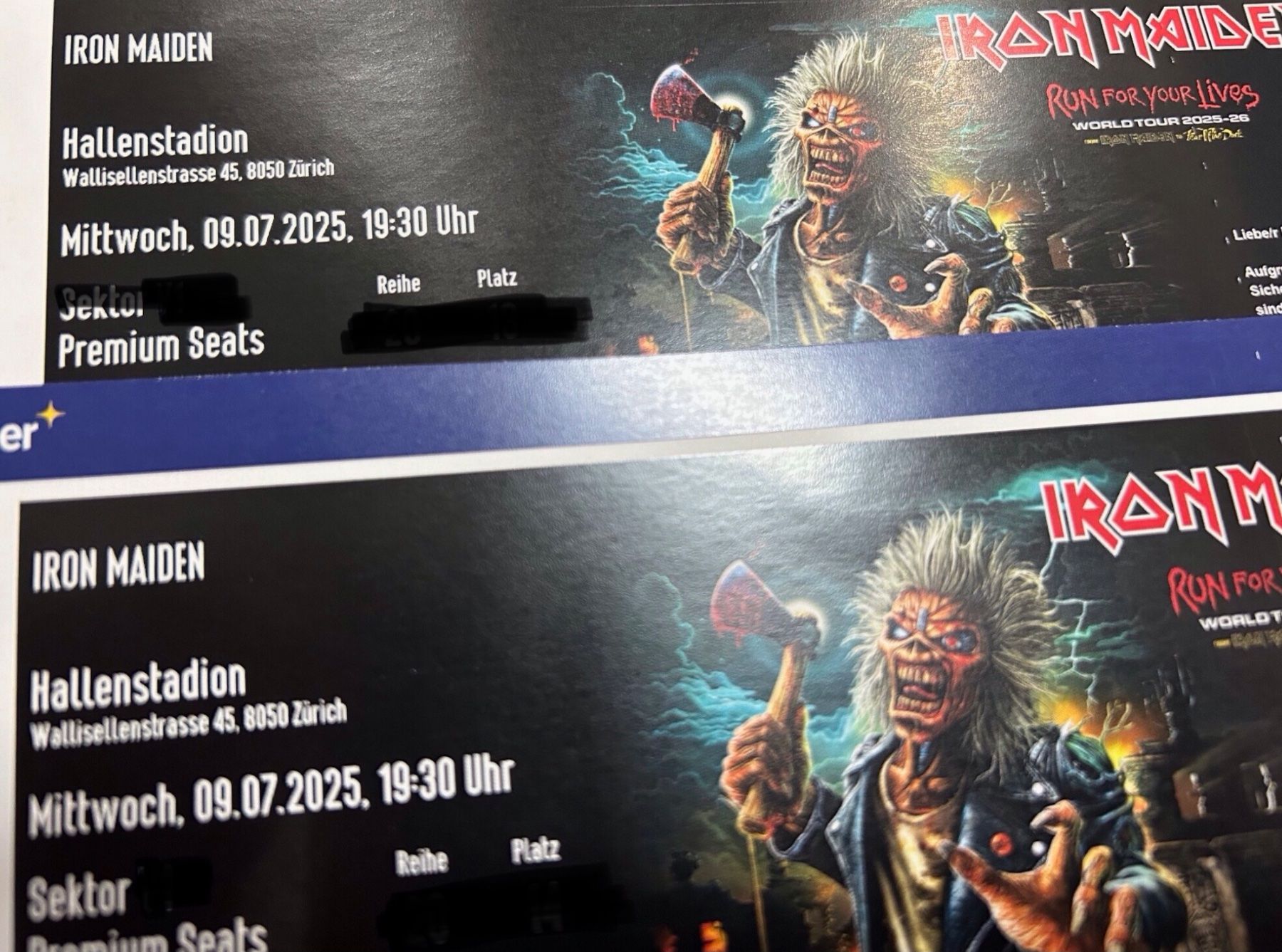 2! PREMIUM SEATS IRON MAIDEN ZÜRICH SITZ,Tickets,Preis für 2 | Acheter ...