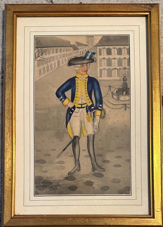 Antike Aquarell von eine Edler Mann Monogr | Kaufen auf Ricardo