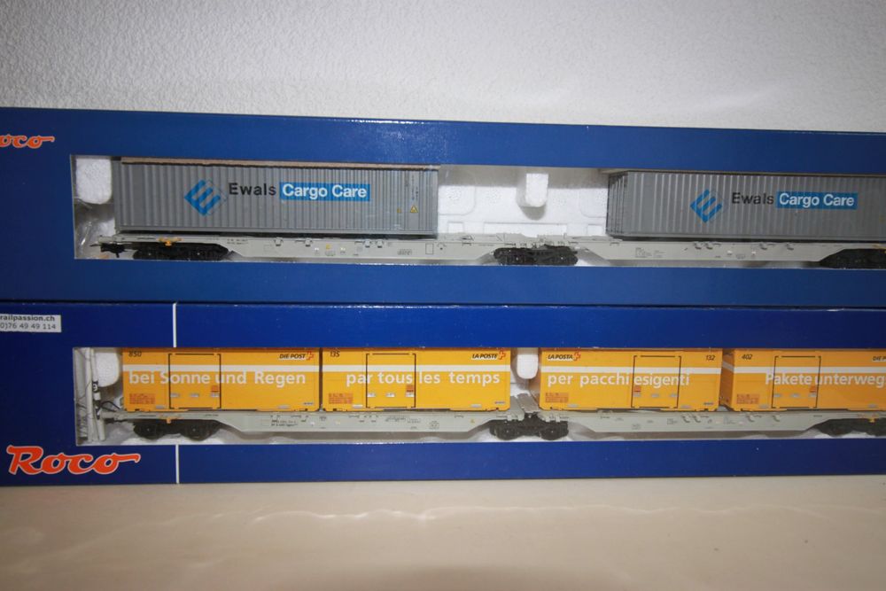 Roco CC 2 wago containers AAE (BLS + CFF) Ewals - La Poste (Gebraucht ...