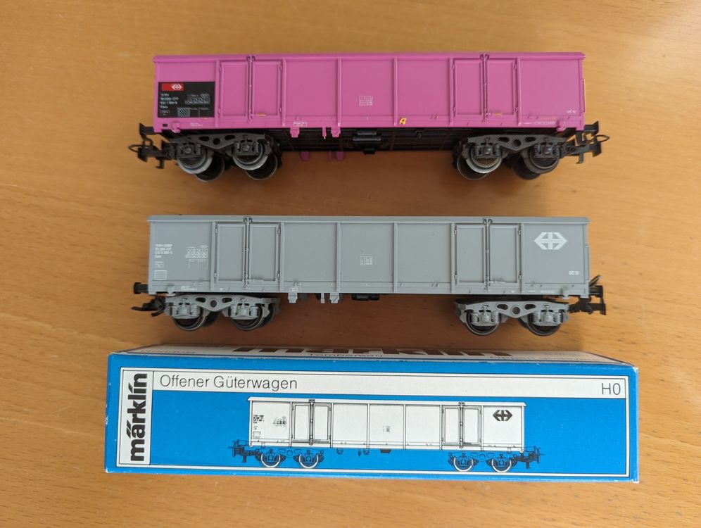Märklin Offener Güterwagen SBB rosa und grau (4718, 4689) (Gebraucht ...
