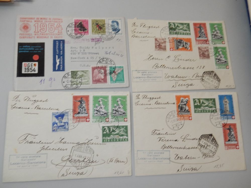 4 Briefe mit Flugpost/Juventute/Patria Marken (Gebraucht) in Steffisburg für CHF 11 – mit ...