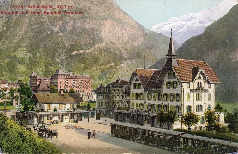 Grindelwald BE - BAHNHOF mit Hôtel Bahnhof-Terminus & BAHN | Acheter ...