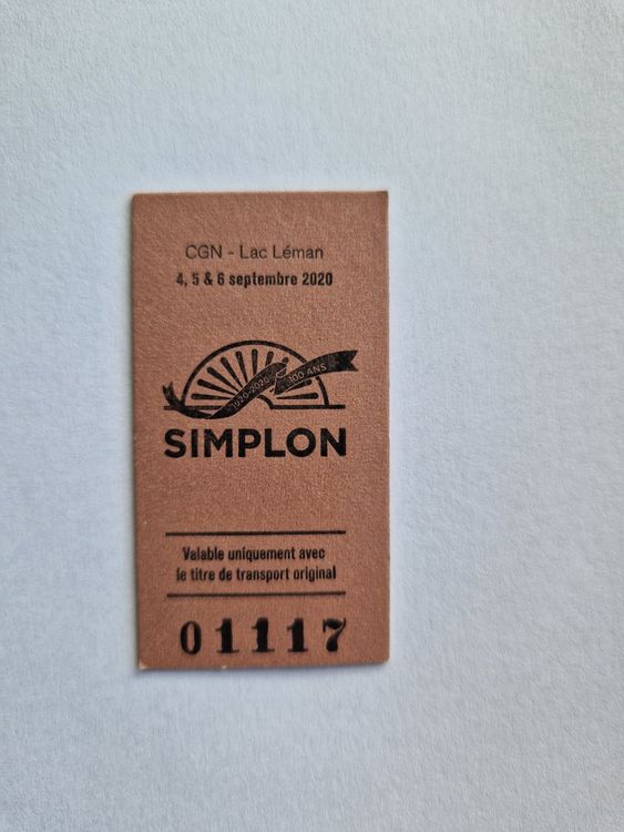 Billet commémoratif CGN SIMPLON 100 ans (Gebraucht) in La Croix (Lutry ...