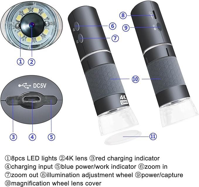 WiFi USB Digital Microscope Wireless Endoscope 4K 50-1000x | Kaufen auf ...