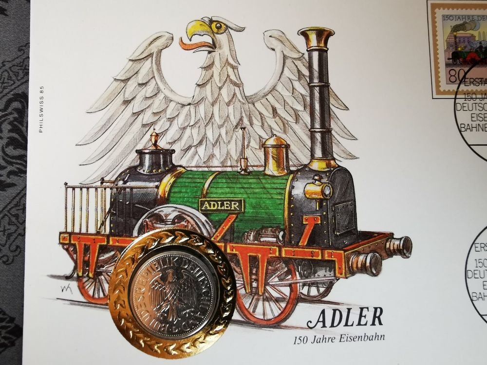 Numis-/Münzbrief "1 Deutsche Mark" ADLER 150 Jahre Eisenbahn | Kaufen ...