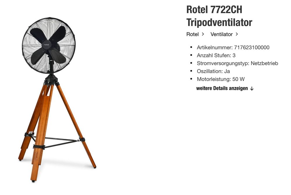 Standventilator Ventilator Rotel U7722CH (Gebraucht) in Neuhausen für ...