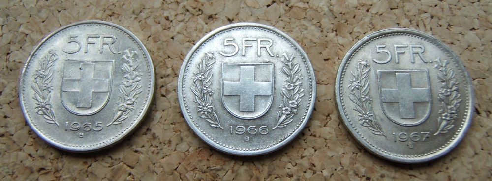 3x 5 FRANKEN SILBER 1965 / 1966 / 1967 | Kaufen auf Ricardo