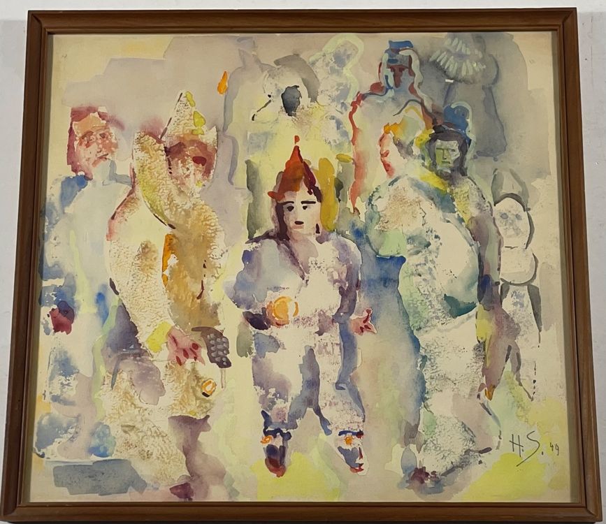 Interessante Mischtechnik mit Personen unleserlich Signiert | Kaufen auf Ricardo