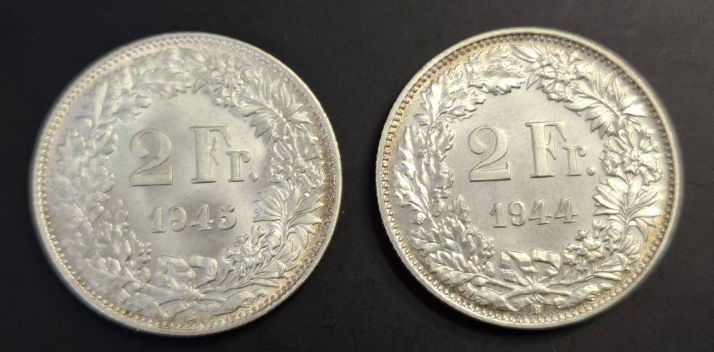 2Fr. 1944 + 1945 praktisch unz-stgl. Silber 835/1000 | Kaufen auf Ricardo