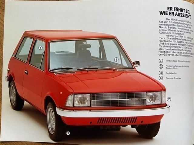 MINI INNOCENTI BERTONE 90 - 120 Prospekt 1977 brochure CH-dt | Kaufen ...
