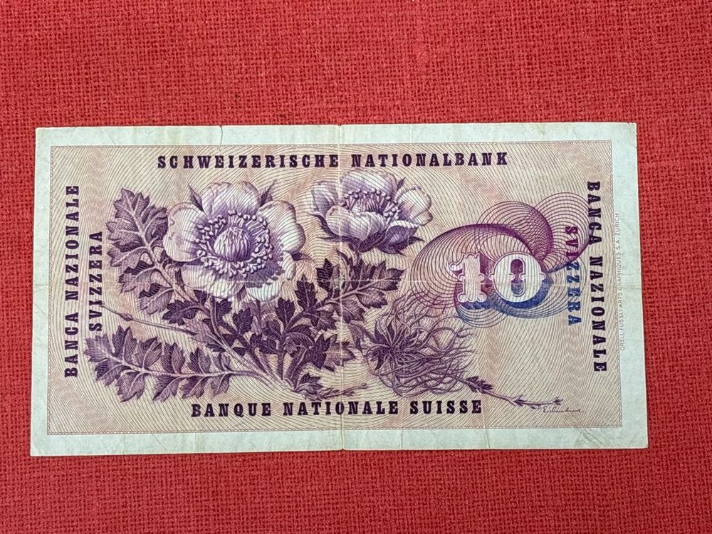 Schweizer 10 Franken Note, 1965, Serie 44N, Rarität (Gebraucht) in ...