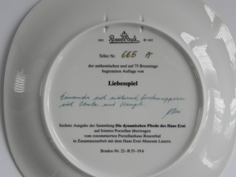 Hans Erni * LIEBESSPIEL * Sammelteller von Rosenthal (Neu (gemäss ...