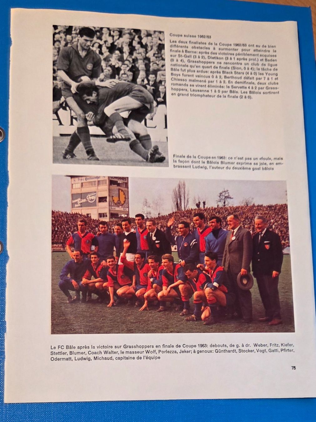 FCB, FC Basel Cupsieger 1962/63. 3 eingeklebte Bilder (Gebraucht) in ...