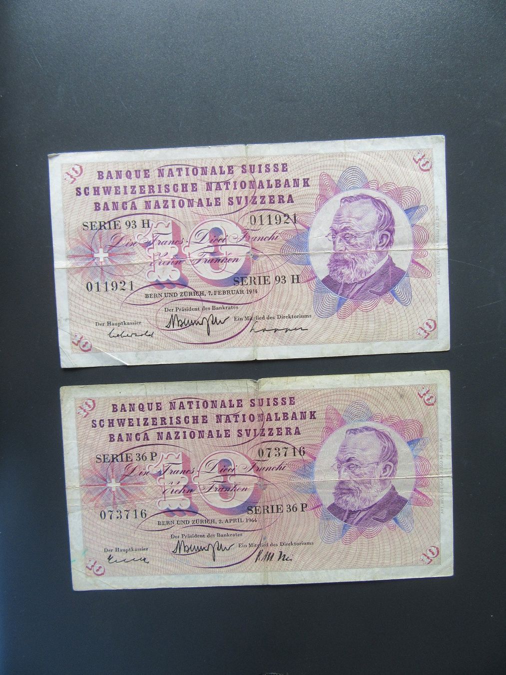 2 alte 10 Fr. Banknoten "Gottfried Keller" (Gebraucht) in Hombrechtikon ...