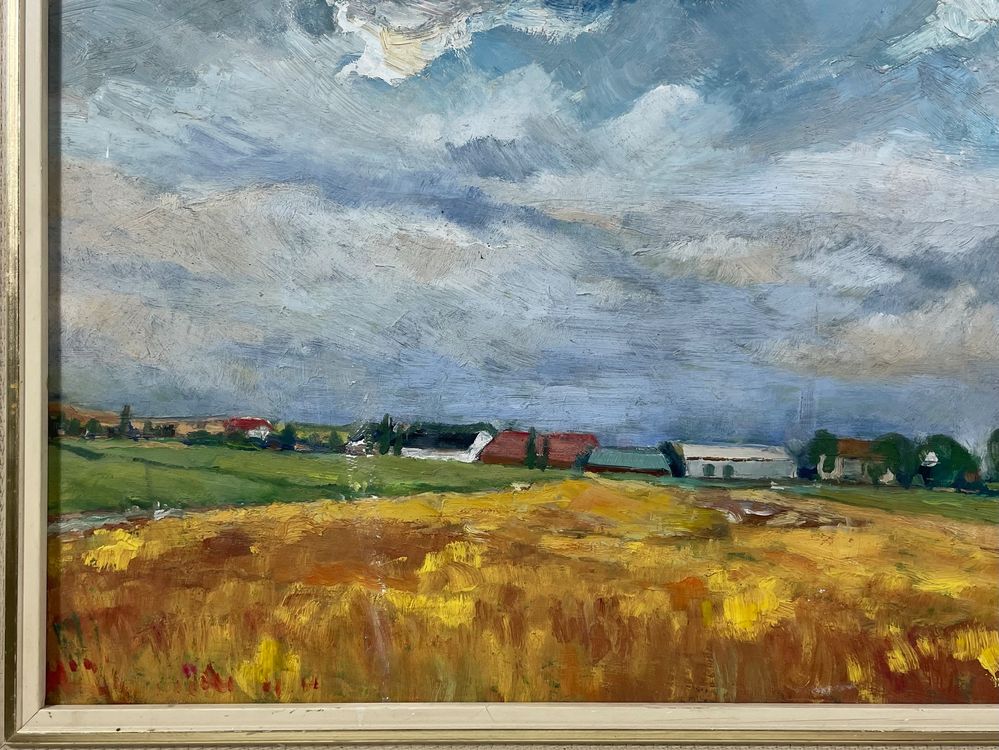 Grosses Feld Landschaft Gemälde unleserlich Signiert | Kaufen auf Ricardo