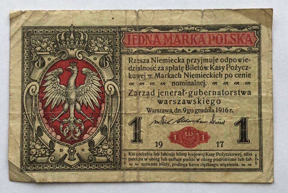 1 Marka Polska 1916 / 1917 - Polen - jeneral - Banknote (Gebraucht) in ...