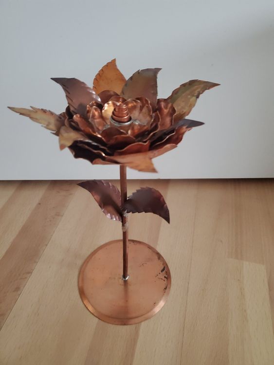 Kupfer-Rose Skulptur, Unikat, Handarbeit, Deko 25cm (Neu (gemäss ...