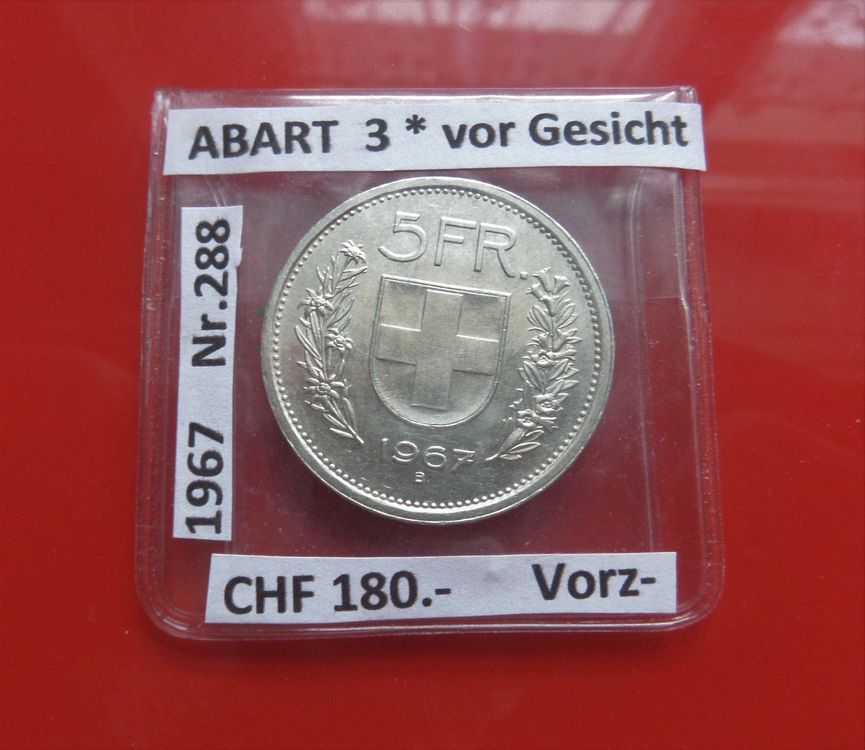 SELTENE ABART CH-5 Fr 1967/3* v.Gesicht (Gebraucht) in Glis für CHF 110 – mit Lieferung auf ...