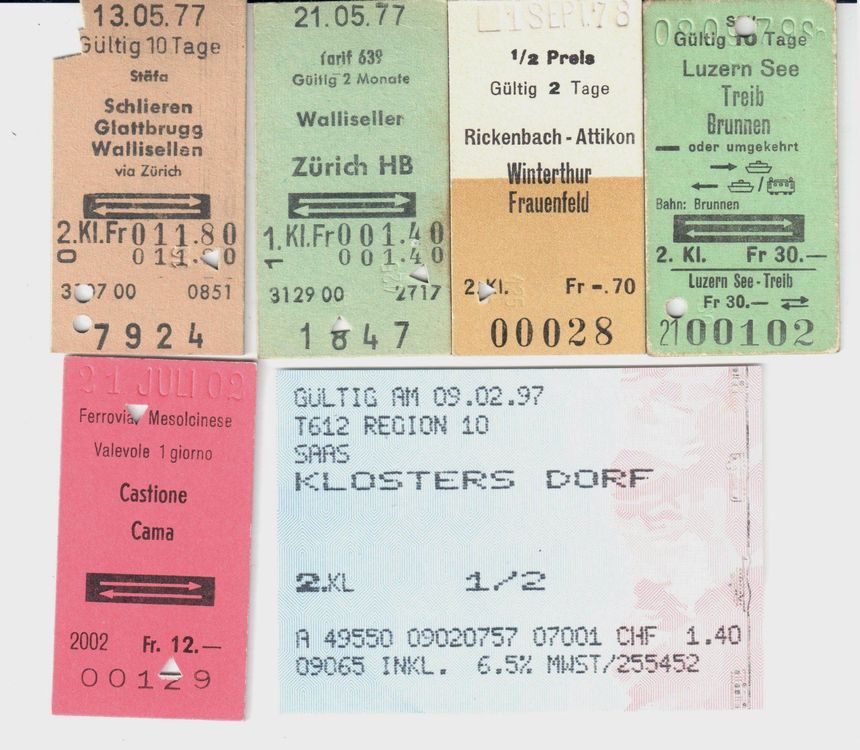 Billette ab 1977, SBB, SGV, FM, RhB | Kaufen auf Ricardo