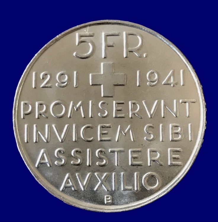Schweiz 5 Franken Silber Gedenkmünze Jahrgang 1941 (Gebraucht) in Winterthur für CHF 21 – mit ...