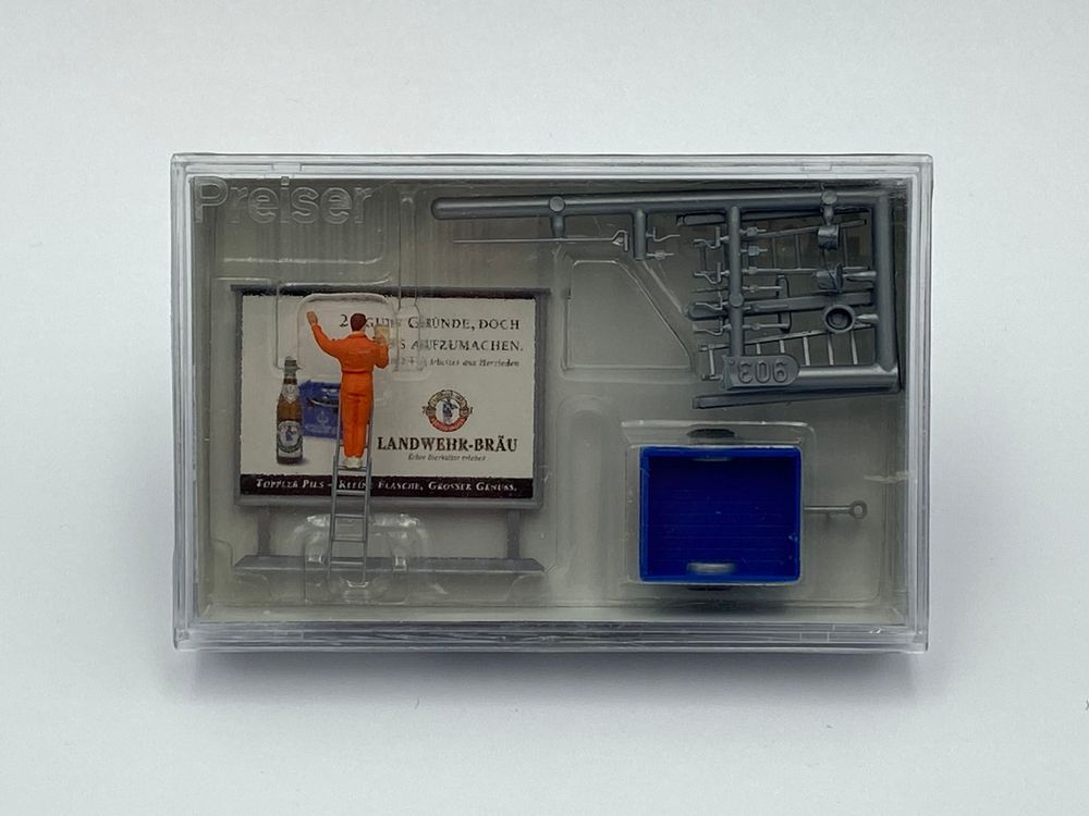 Preiser 10526 H0 Plakatkleber auf Leiter, Plakattafel, Anh. (Neu und ...