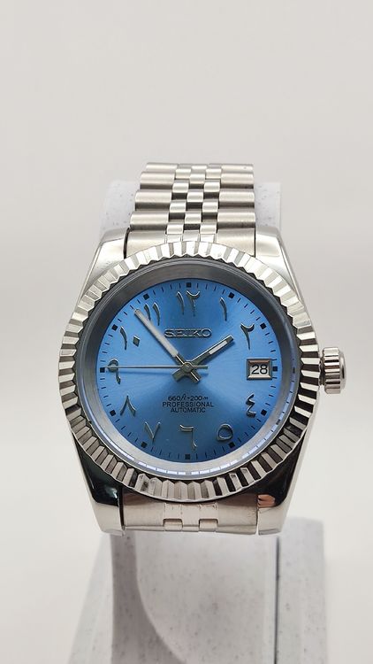 Montre Seiko Mod cadran Arabic datejust bleu ciel (Neu und ...
