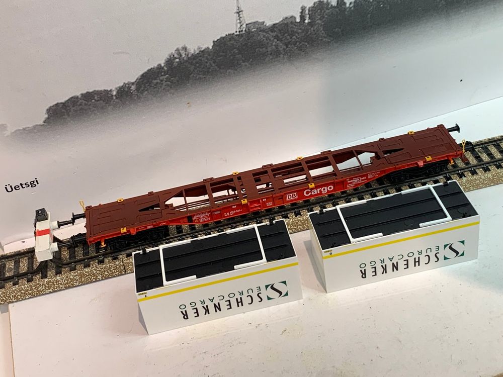 Märklin 47077 Set mit 2 Tragwagen Sgns Schenker WS/AC (Gebraucht) in ...
