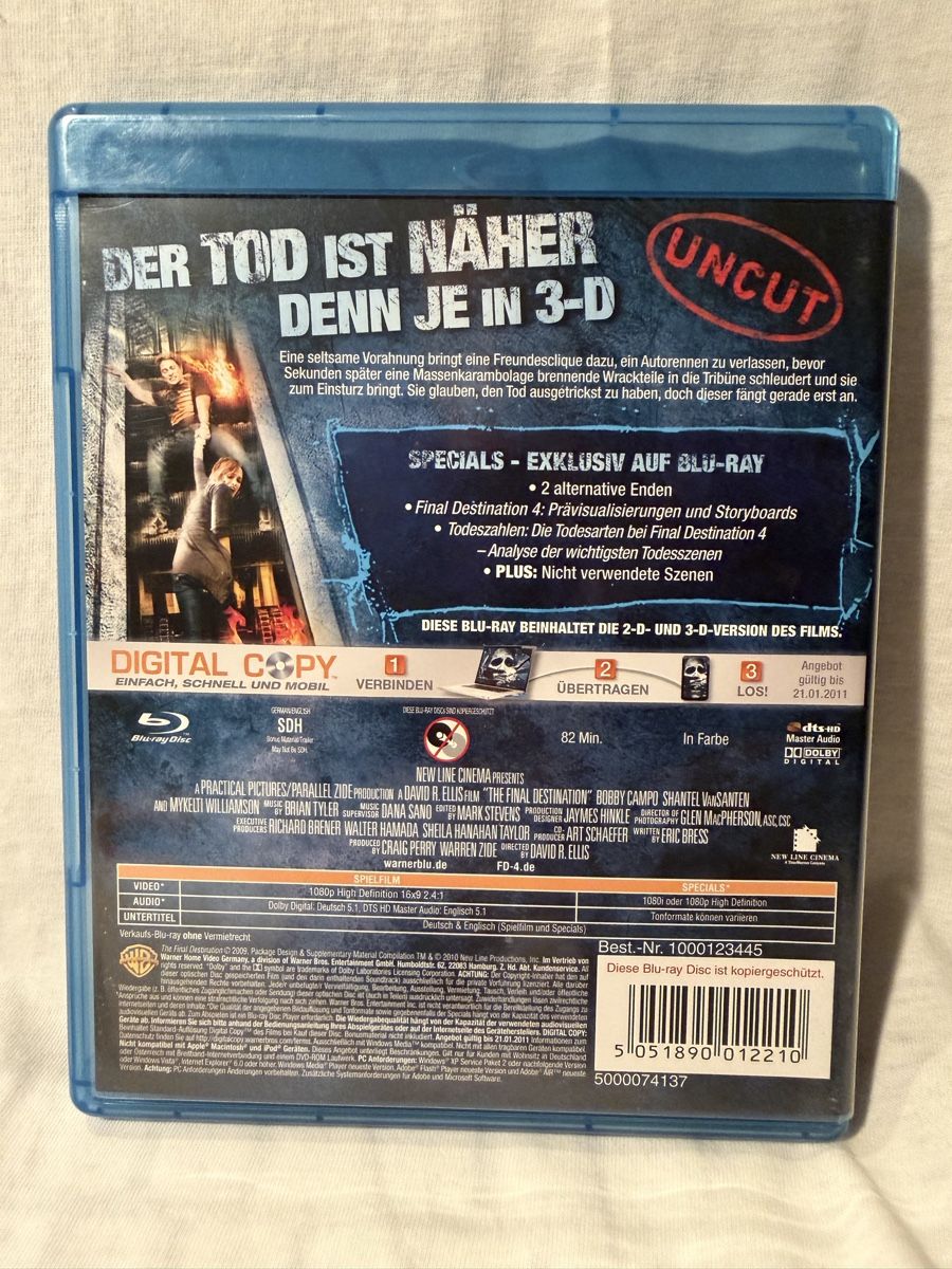 Final Destination 4, 2D + 3D Blu-ray mit 3D Brille (Gebraucht) in ...