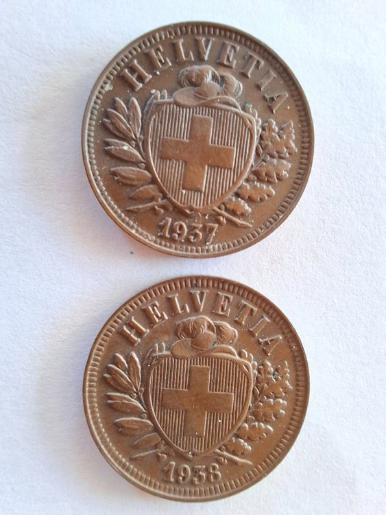 Münze 2 Rappen 1937 - 1938 (Gebraucht) in Rheinfelden für CHF 7 – mit Lieferung auf Ricardo kaufen