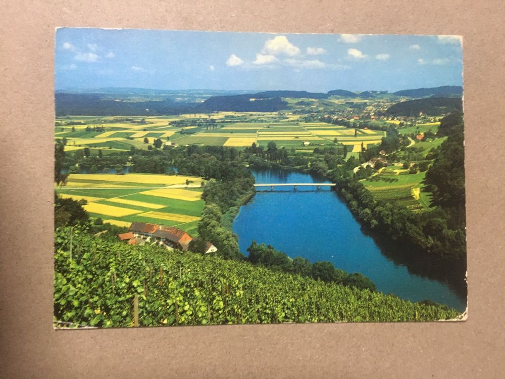 Blick vom Buchberg auf Rheinbrücke Ziegelhütte Flaach 1974 (Gebraucht) in Küttigen für CHF 2 ...