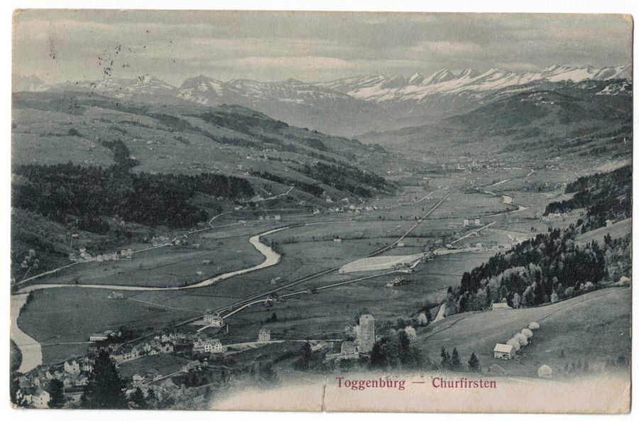 Toggenburg, Churfirsten, gelaufen 1924 mit Feldpost (Gebraucht) in Frauenfeld für CHF 9.7 – mit ...