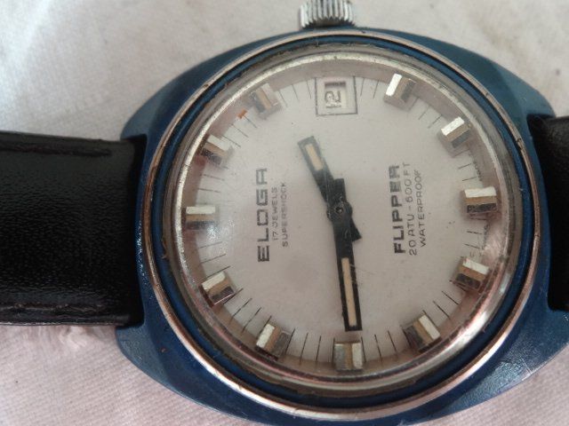 ELOGA FLIPPER ANTIK HEREN UHR.HANDAUFZEUG UHR.DATE.17J.LÄÜFT (Gebraucht ...