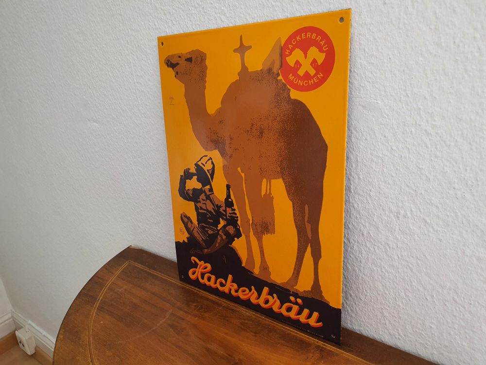 Grosses Emailschild Hackerbräu Bier Emaille Schild Reklame (Neu (gemäss ...