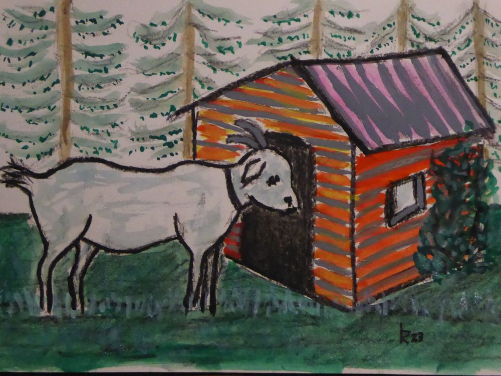 CH Outsider Art Naive - Ziege am Waldrand - Unikat | Kaufen auf Ricardo