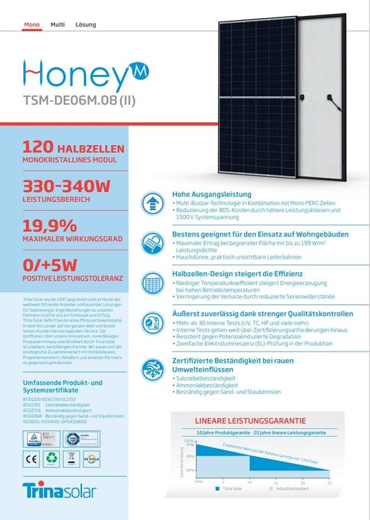 Trina Solar Honey M TSM-340-DE06M.08 (II), 340Wp solar panel (Neu und ...