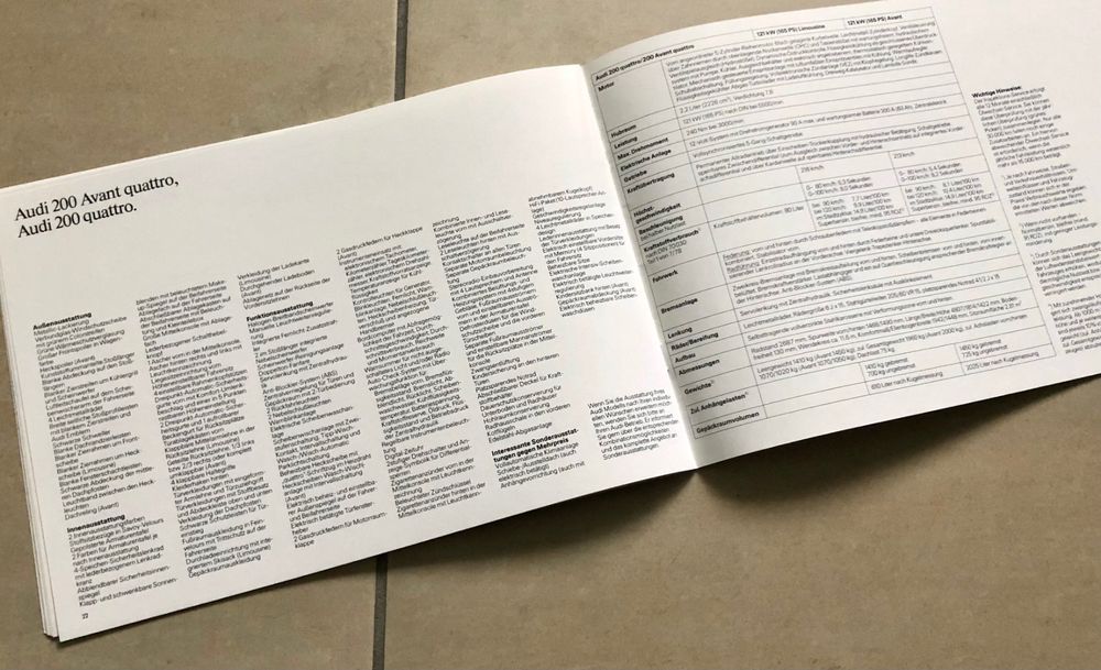 PROSPEKT AUDI QUATTRO - PROGRAMM – deutsch – 1987 (Gebraucht) in ...