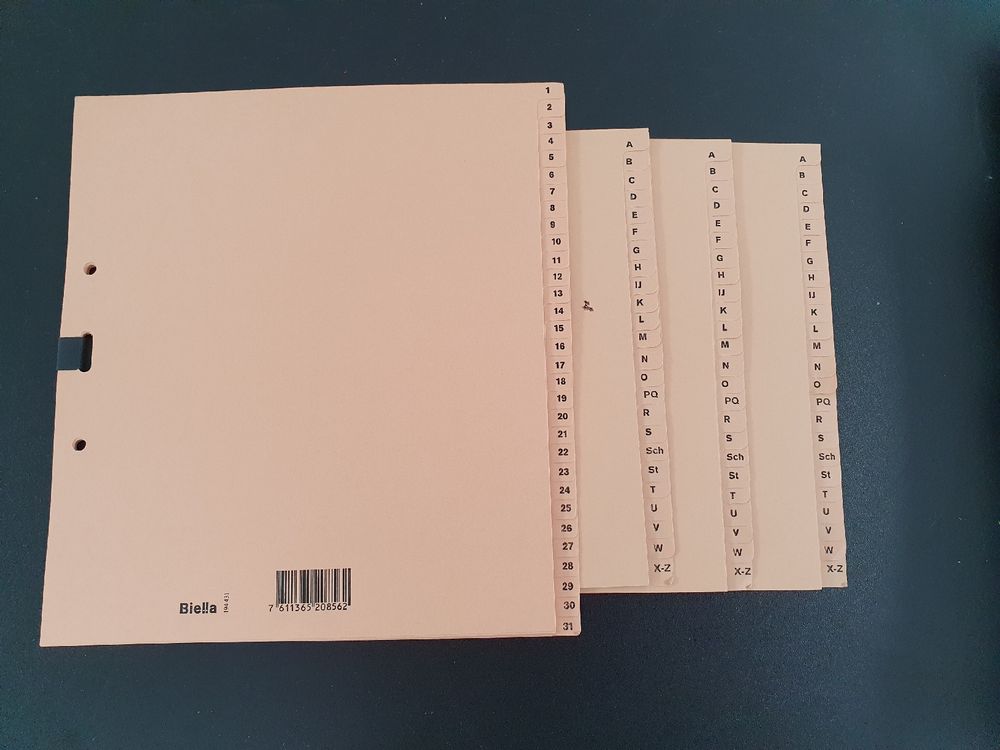 Register Karton teildeckend 3 Stk. A-Z 1Stk. 1-31 | Kaufen auf Ricardo