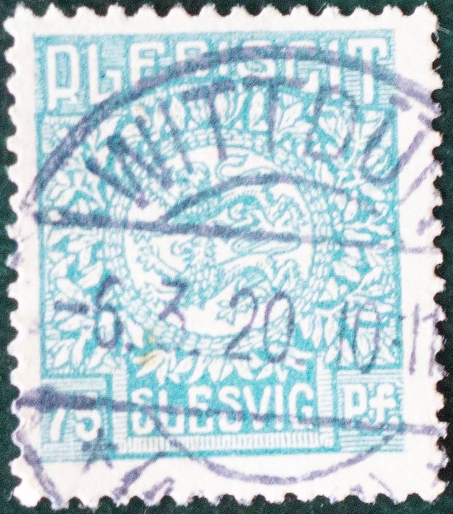 Historische Briefmarke Schlesweig 75 Pf. Adler blau grün ... (Gebraucht ...