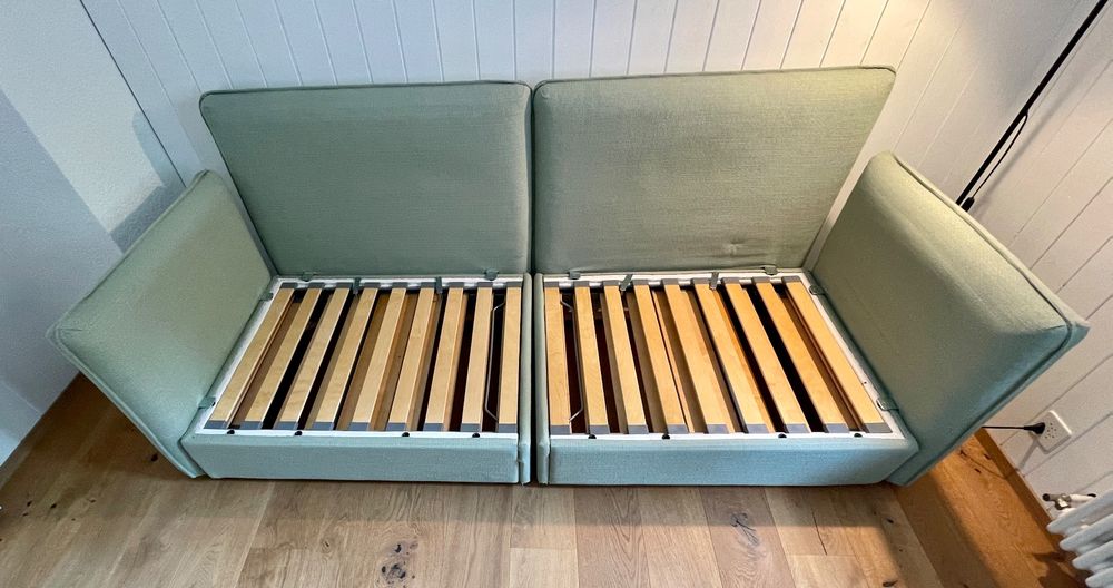 IKEA VALLENTUNA 2 SITZELEMENT & 2 BETTSOFAS – HILLARRED GRÜN (Gebraucht ...