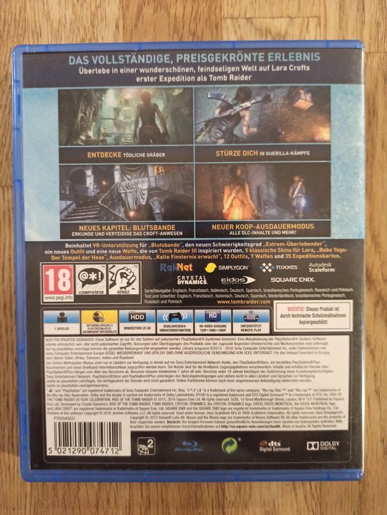 Rise of the Tomb Raider – 20 Jähriges Jubiläum PS4 / PS5 📀 (Gebraucht ...