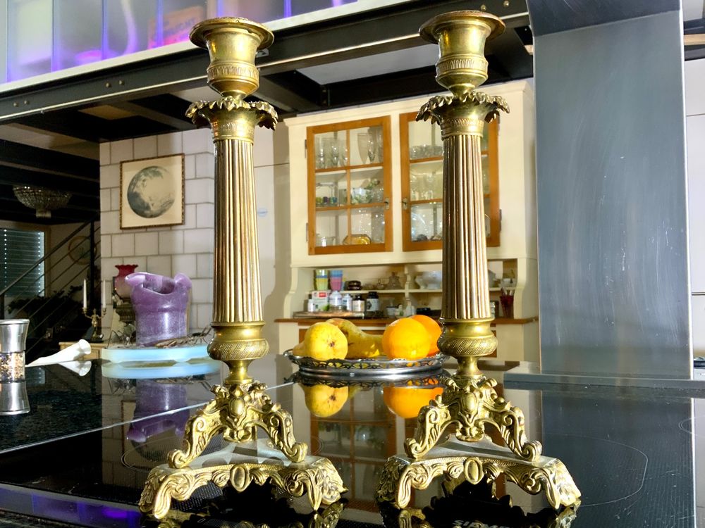 JUGENDSTIL 2 KERZENHALTER BRONZE FRANKREICH UM 1900 | Kaufen auf Ricardo