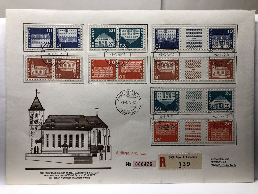 FDC Grossbrief Baudenkmäler Kehrdruck 1973 (Ortsn.) | Kaufen auf Ricardo