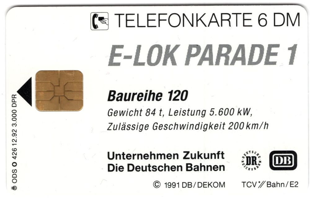 E-Lok Baureihe 120 - volle deutsche Kunden Telefonkarte (Neu (gemäss Beschreibung)) in Eglisau ...