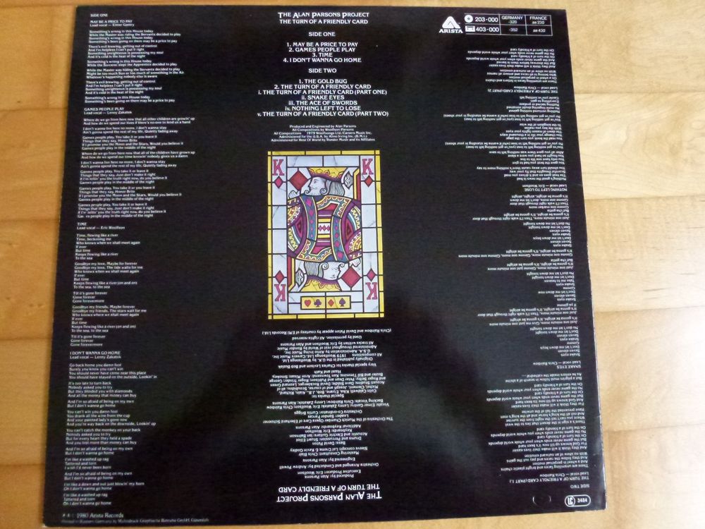 The Alan Parsons Project – The Turn Of A Friendly Card (Gebraucht) in ...