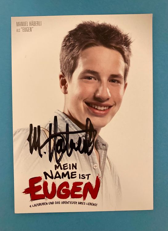 Autogramm Karte von Manuel Häberli von mein Name ist Eugen (Usato) a ...