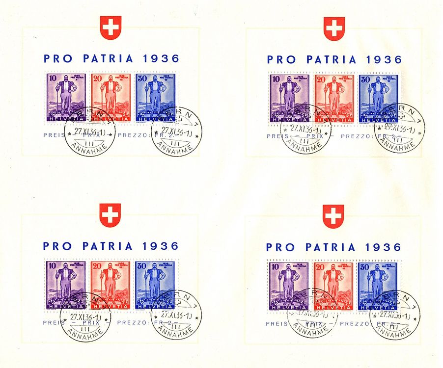 Pro Patria Block 1936 Bogen (823) (Gebraucht) in Burgdorf für CHF 156 – mit Lieferung auf ...