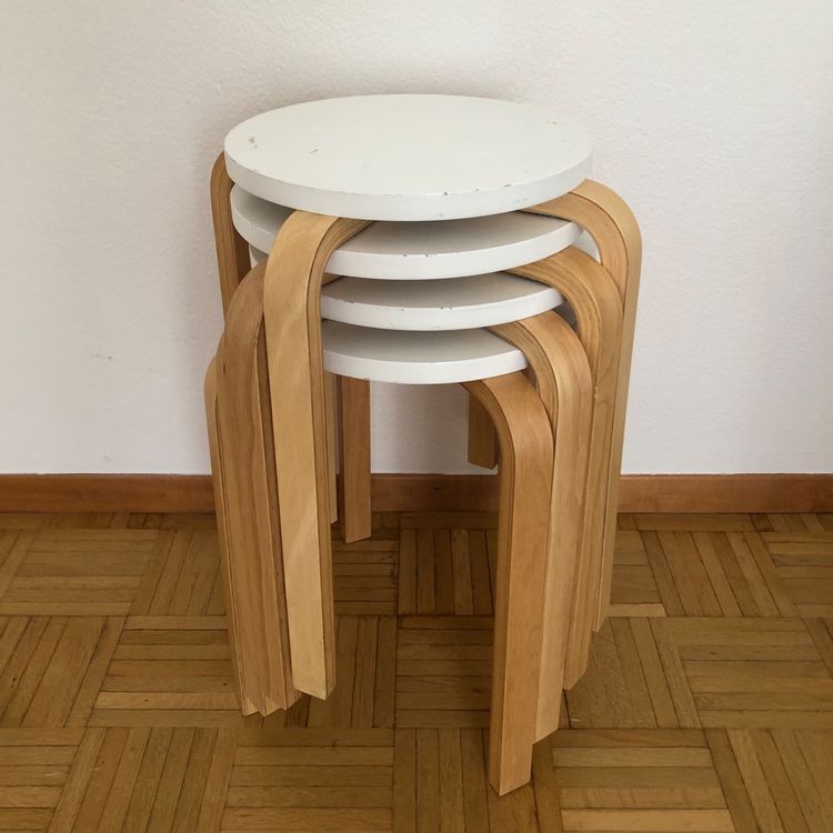 4x Massivholz Stapelbare Hocker Stapelhocker Holzhocker Holz (Gebraucht ...