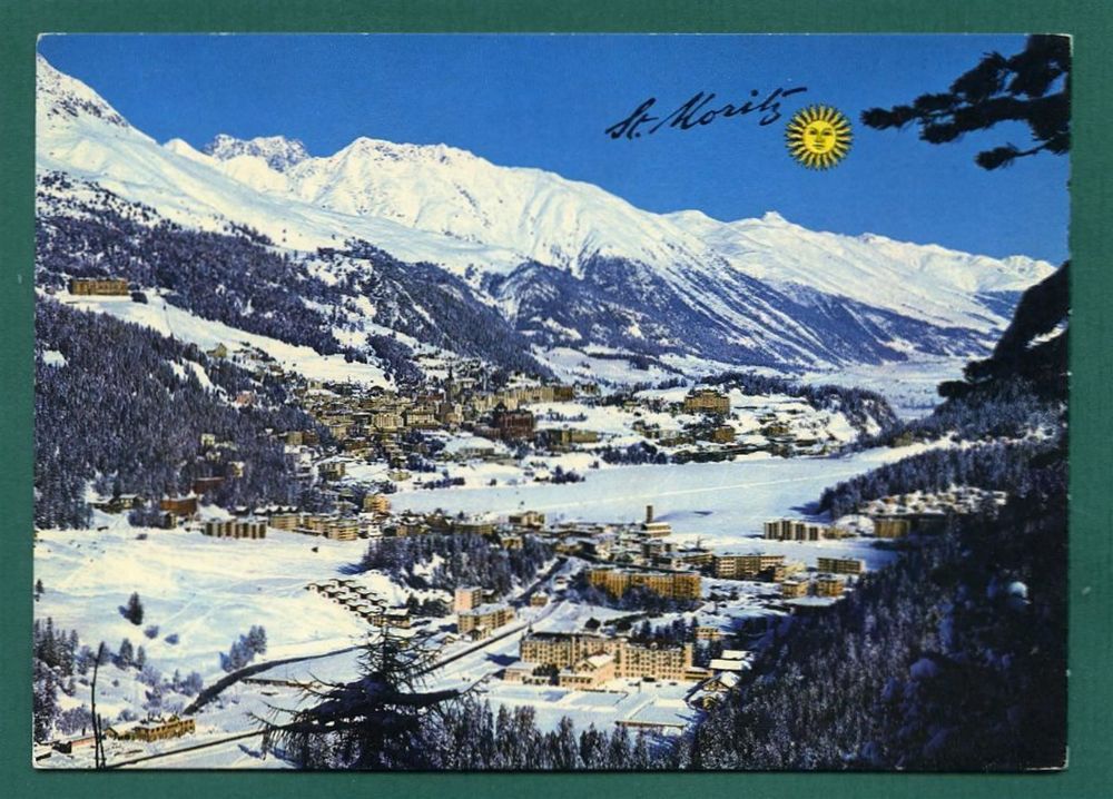 St. Moritz Bad und Dorf, 1978,schöne Gesamtansicht im Winter (Gebraucht ...