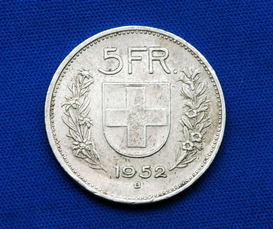 Silberner 5.- Jahrgang 1952, Rar (Gebraucht) in Mühlethal für CHF 21 – mit Lieferung auf Ricardo ...